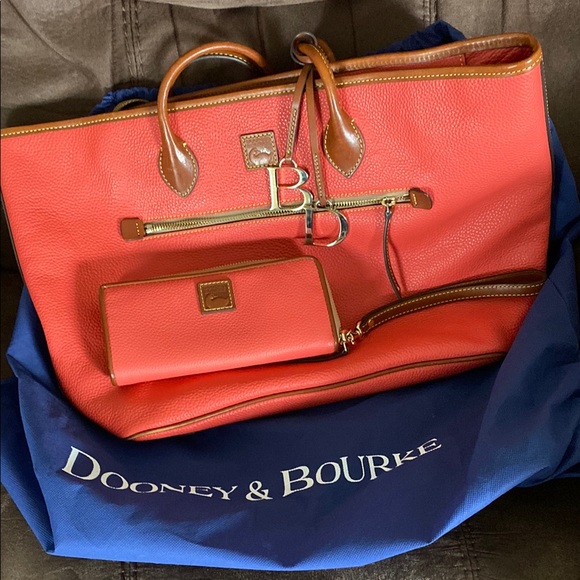 Dooney & Bourke | Bags | Dooney Bourke Orange Tote Bag With Structured ...